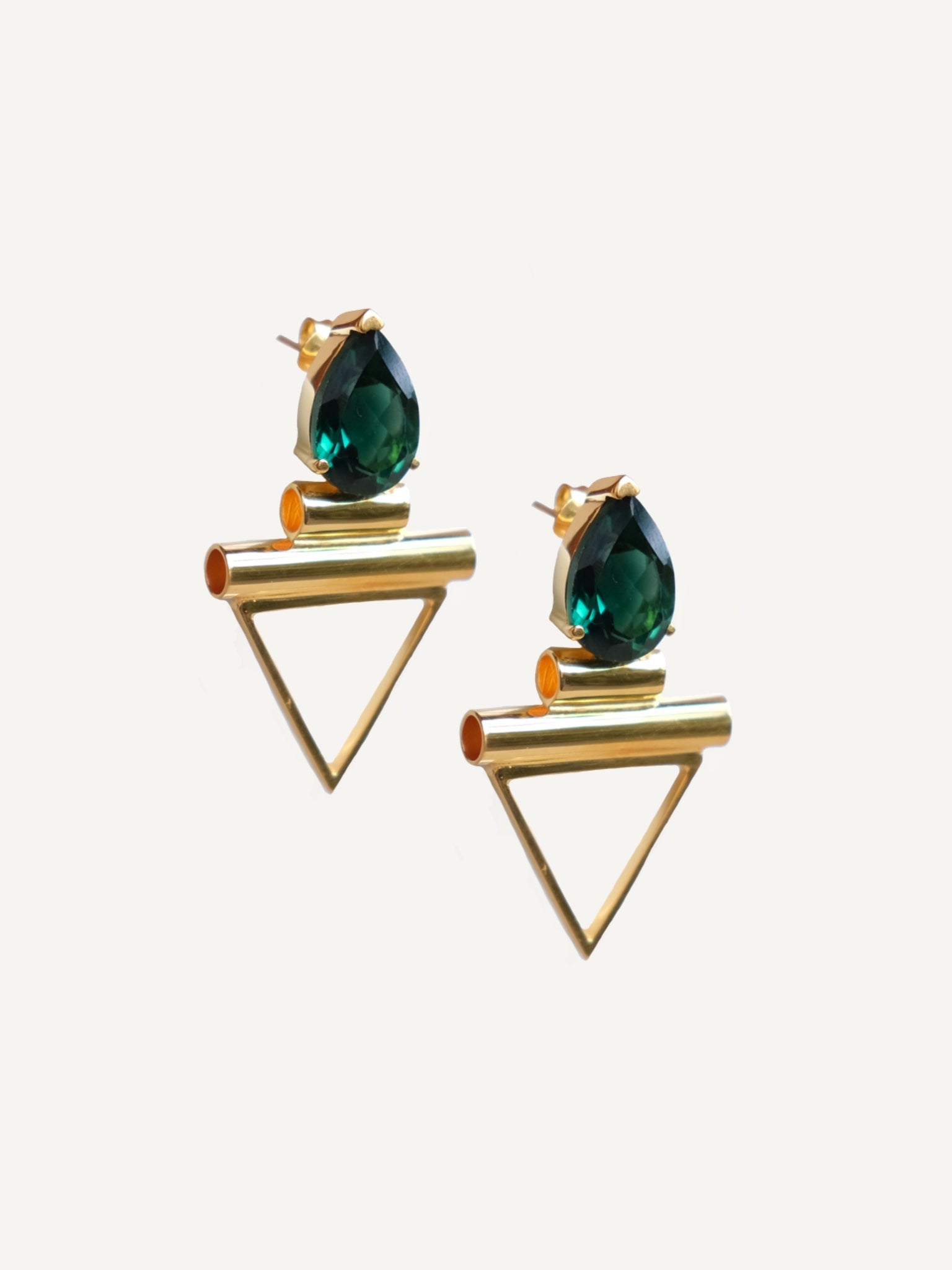 LISA Green Quartz Gold Earrings by Monad Design